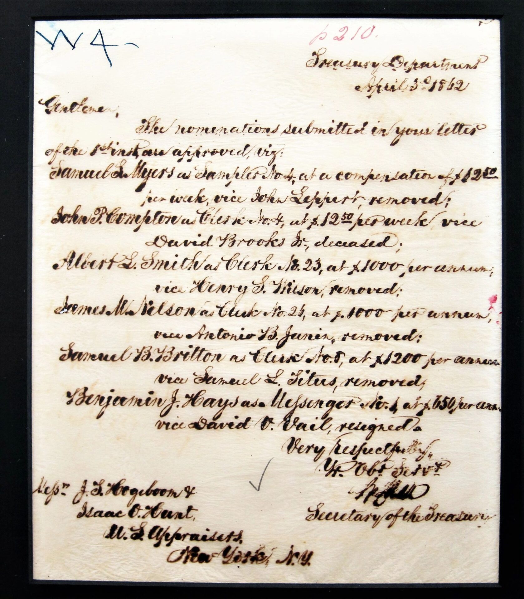 Salmon Portland Chase Autographed Letter on Rice paper Dated 1862 ...