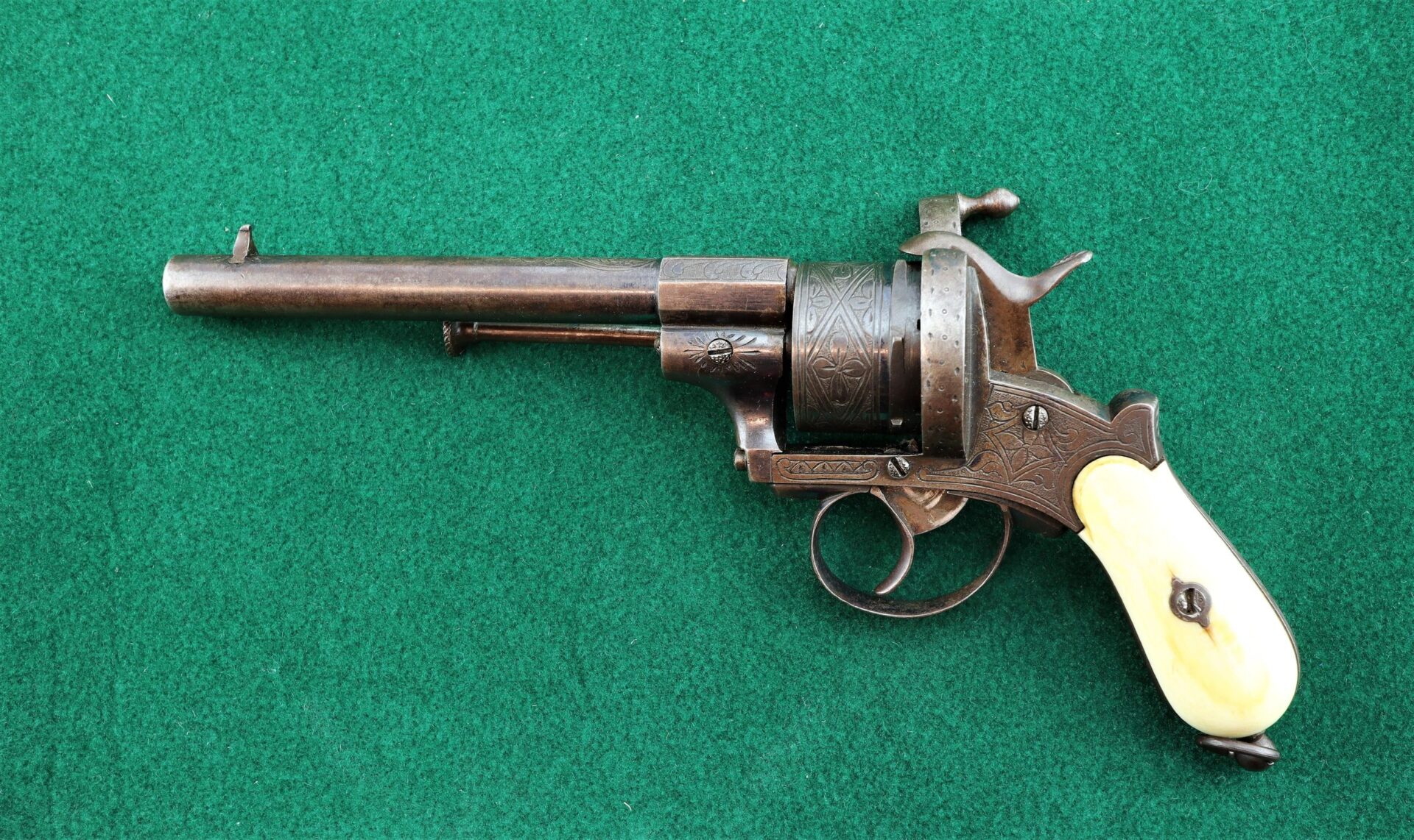 Engraved Pin-Fire with Ivory Grips / SOLD - Union Drummer Boy
