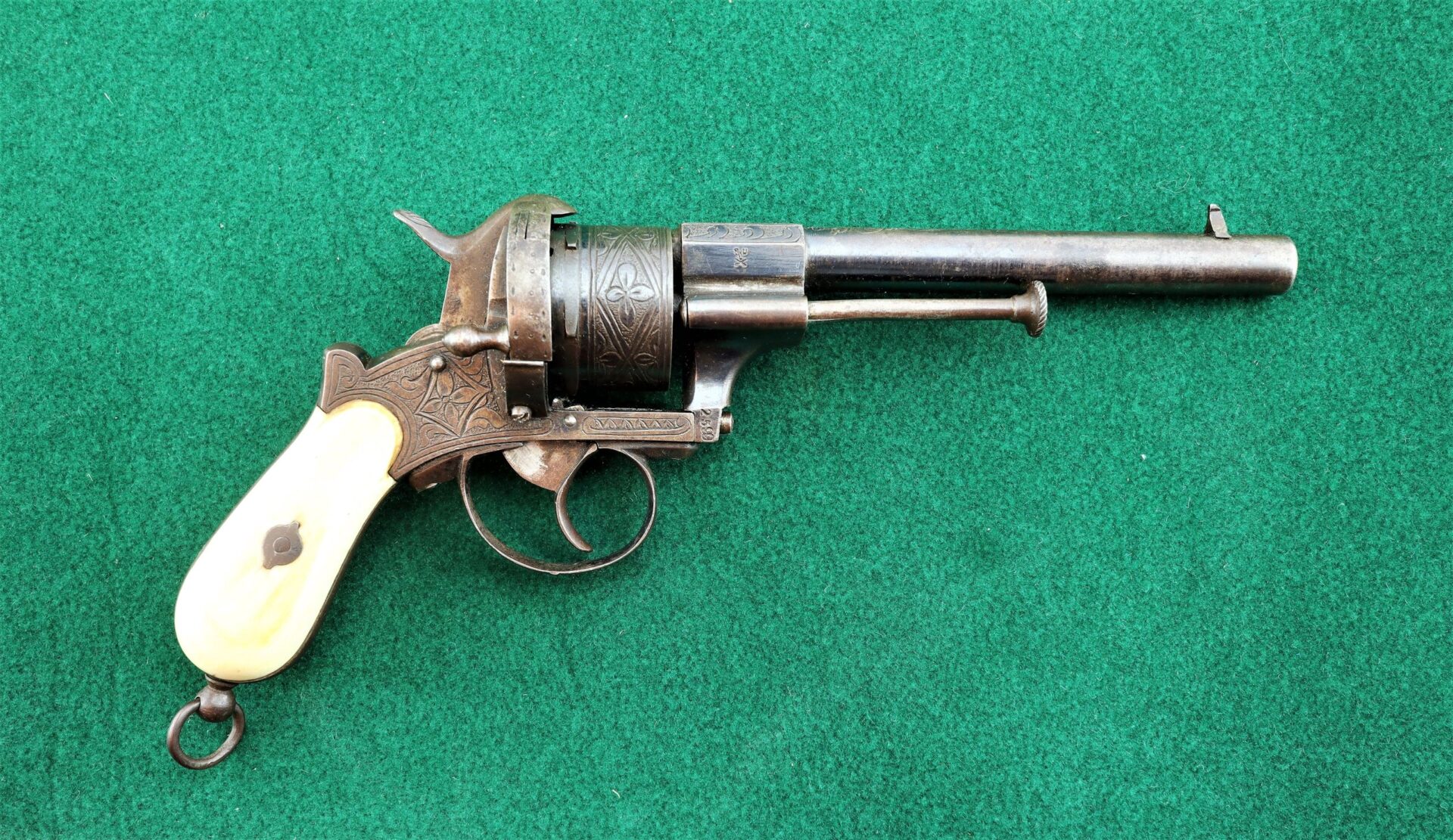 Engraved Pin-Fire with Ivory Grips / SOLD - Union Drummer Boy