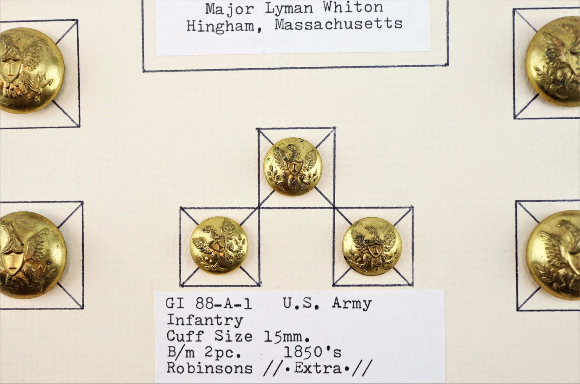 Major Lyman Whiton's US Infantry Buttons / SOLD - Union Drummer Boy