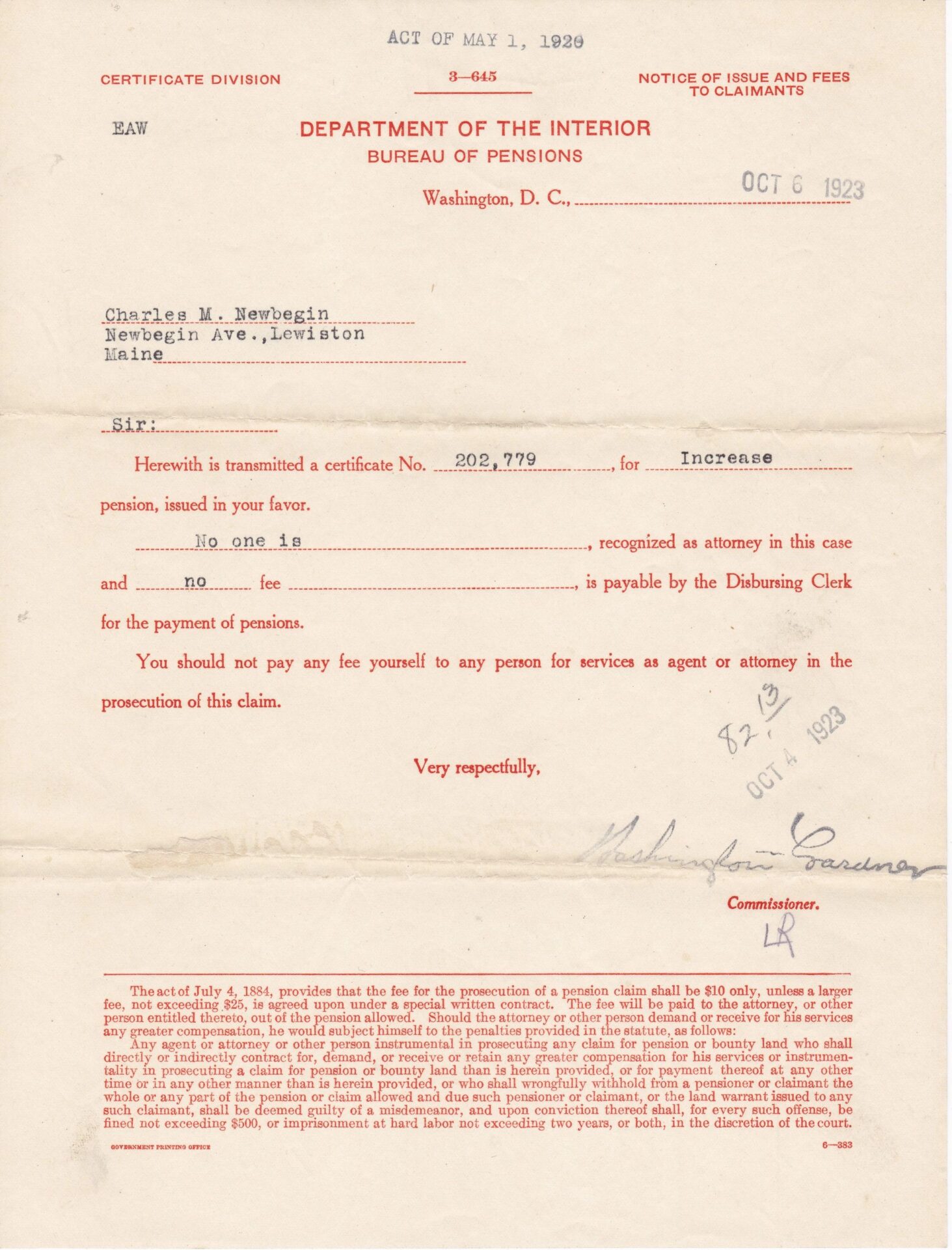 Collection of Items Pertaining to Charles M. Newbegin / Sold - Union ...