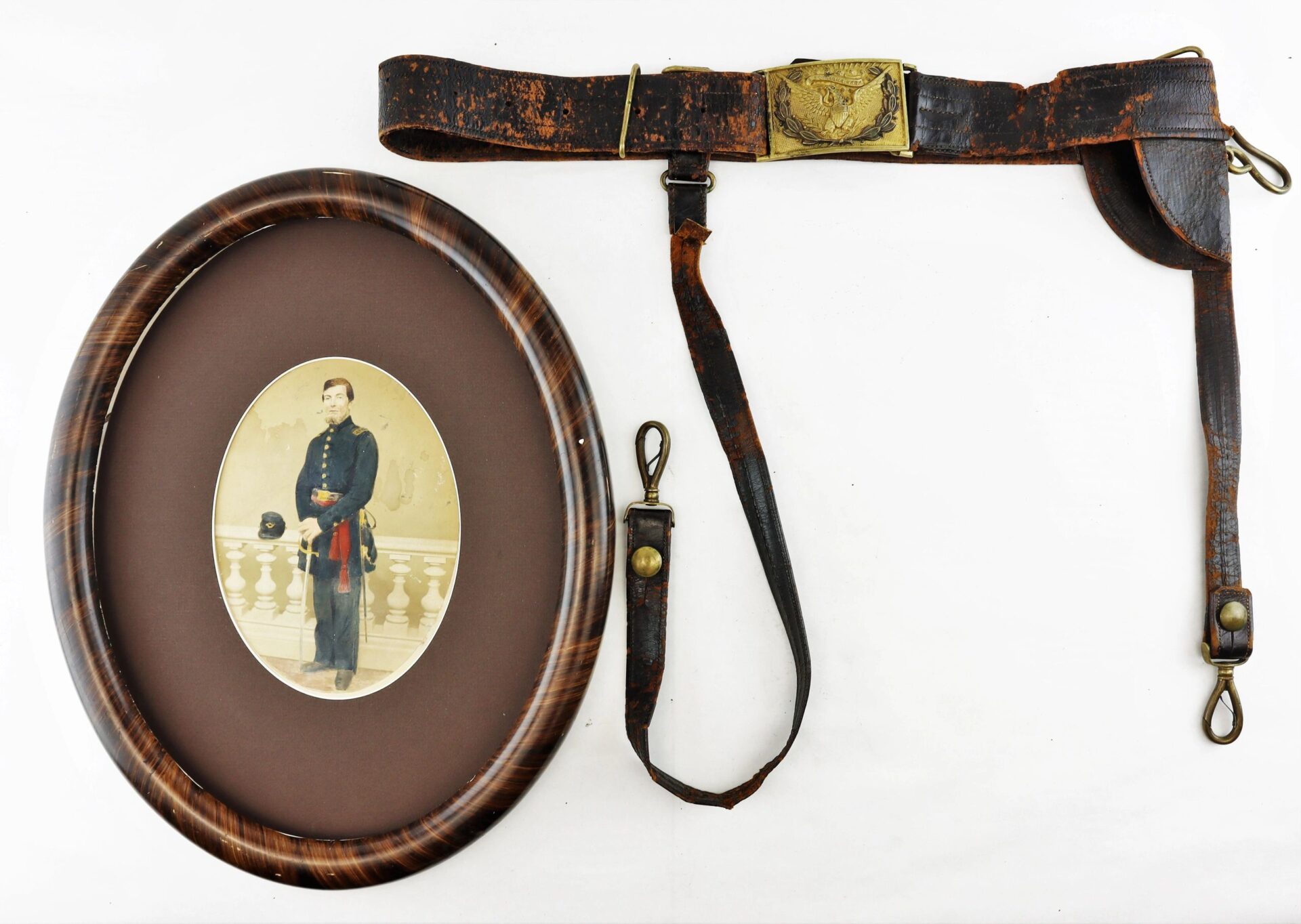 Officer’s Sword Belt and Colorized Albumen Photograph of Frederick A ...
