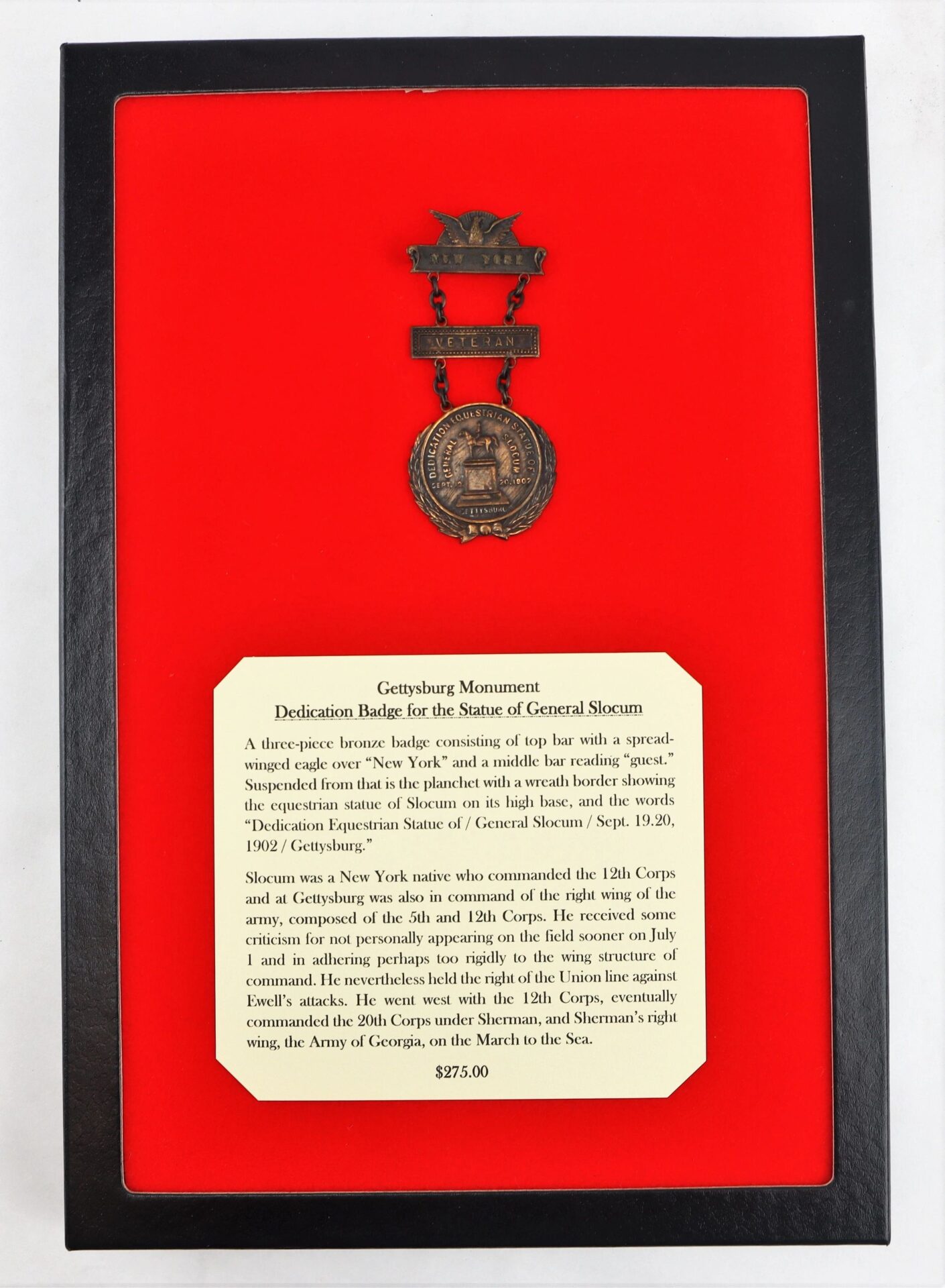 Gettysburg Monument Dedication Badge for the Statue of General Slocum ...