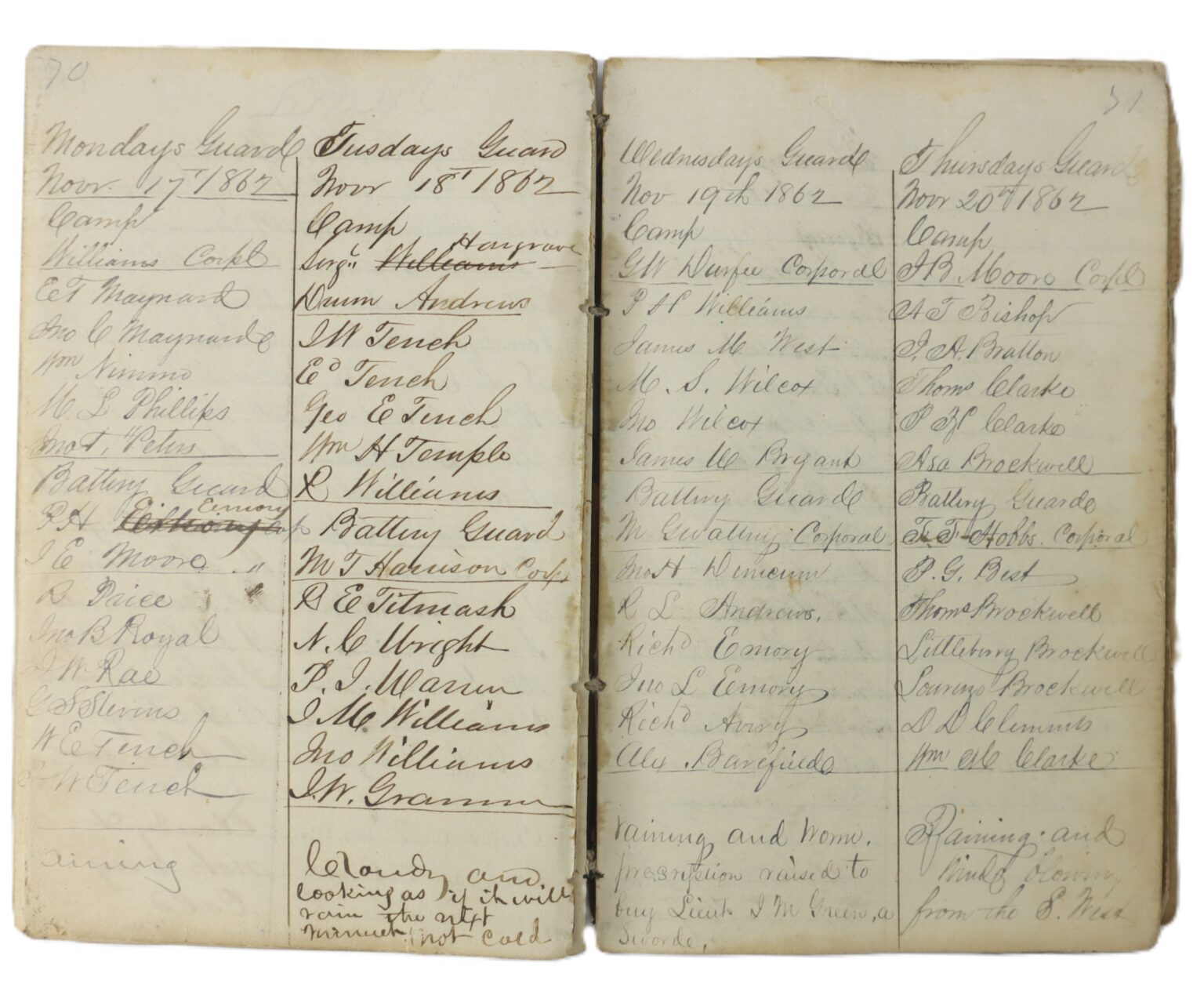 Confederate Muster Roll and Guard Duty Journal - Union Drummer Boy